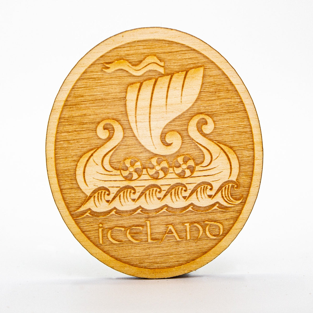 Wooden Magnet - Viking Ship Iceland – bolasmidjan